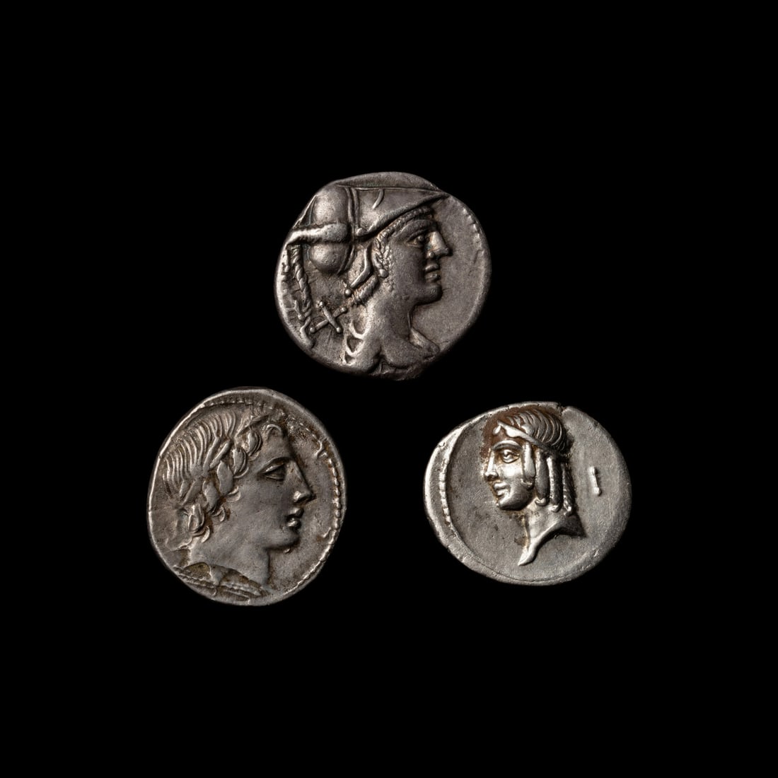 [ancients] Roman Republic. A Group Of Three Ar Denarii Coins (c. 2nd ...