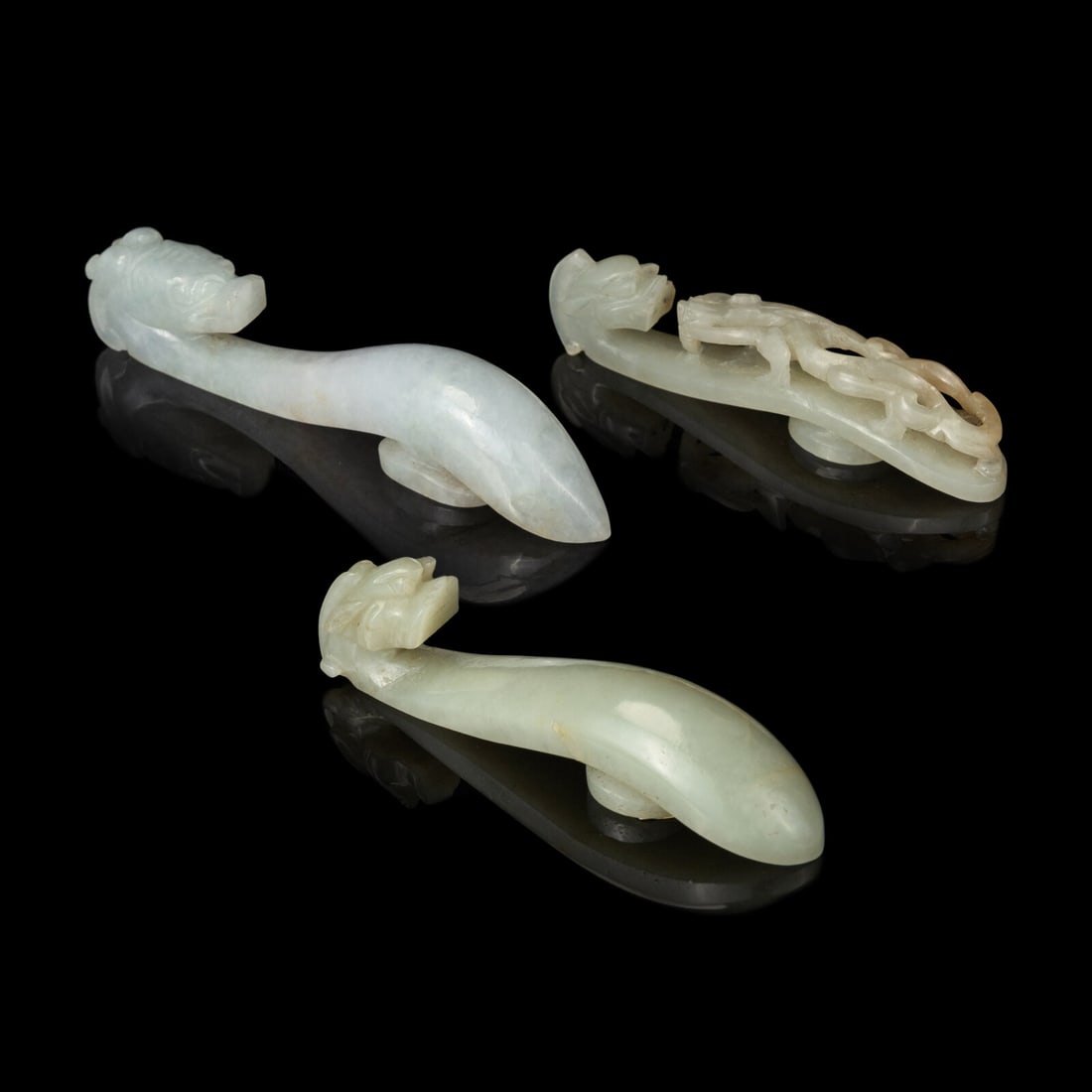 Three Chinese Jade 'dragon' Belt Hooks, Daigou, Late 19th-20th Century ...
