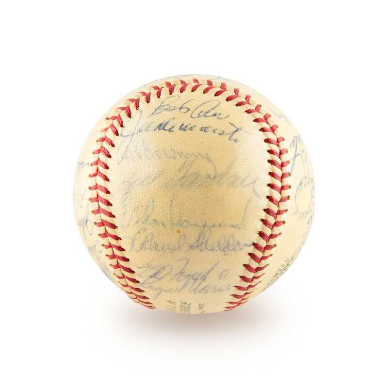 A 1961 New York Yankees Team Signed Autograph Baseball Including Roger ...