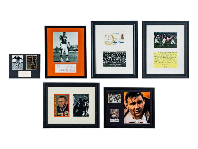 A Collection Of Six Chicago Bears Hall Of Fame Signed Displays ...