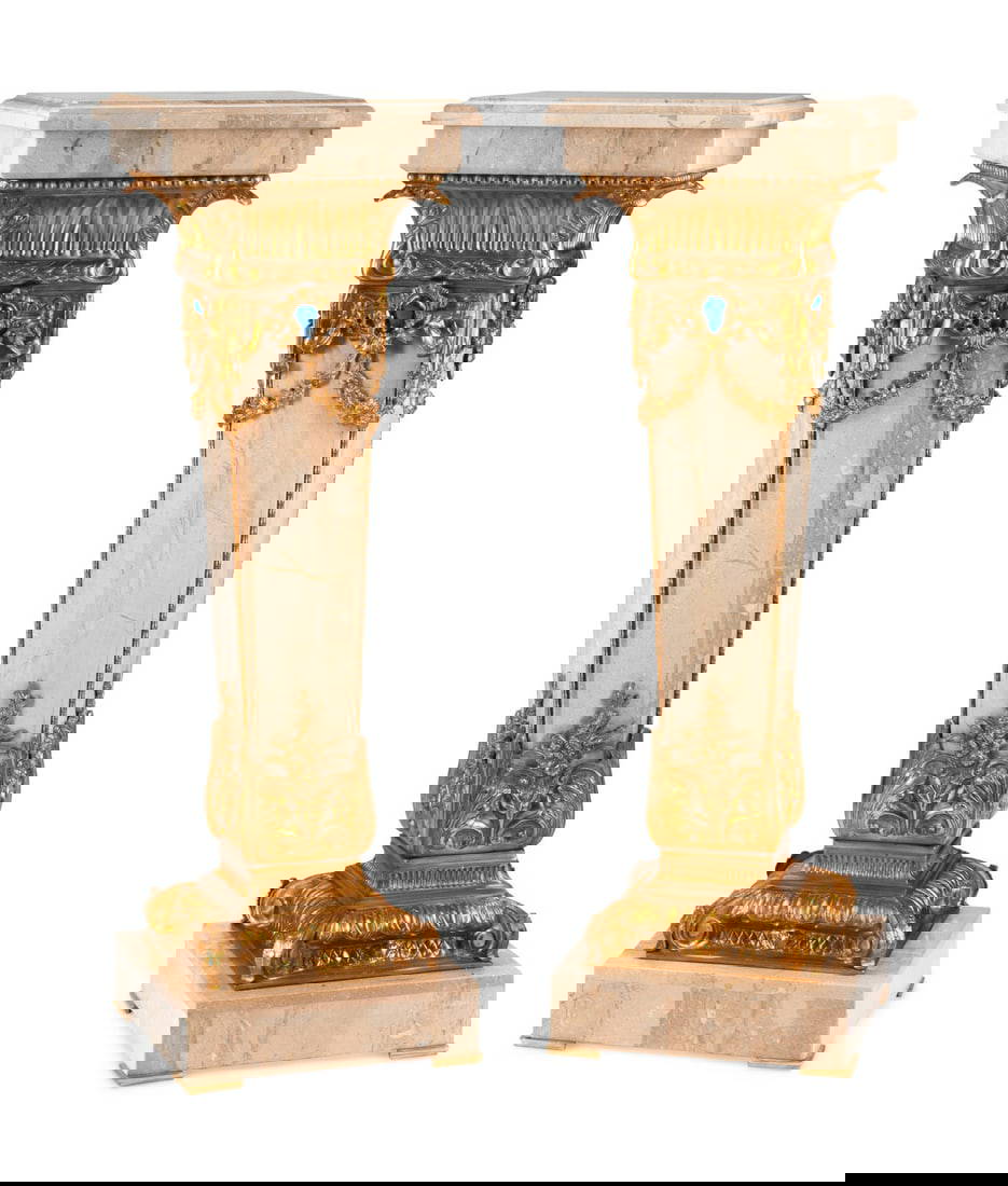 A Pair Of Louis Xvi Style Gilt Bronze Mounted Marble Pedestals - Jul 15, 2025 | Freeman's ...