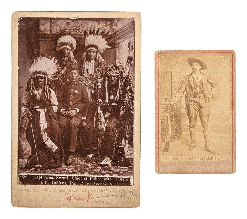 [native Americans] Cabinet Card Of Capt. Sword With Buffalo Bill's ...