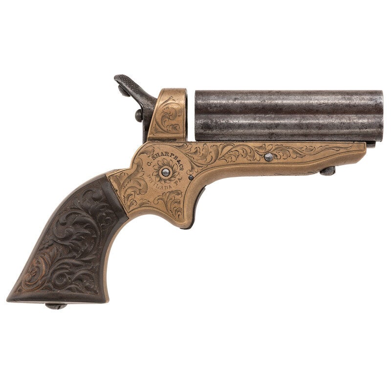 Engraved Sharps Model 1a .22 Four-barrel Pepperbox - Jun 24, 2025 ...