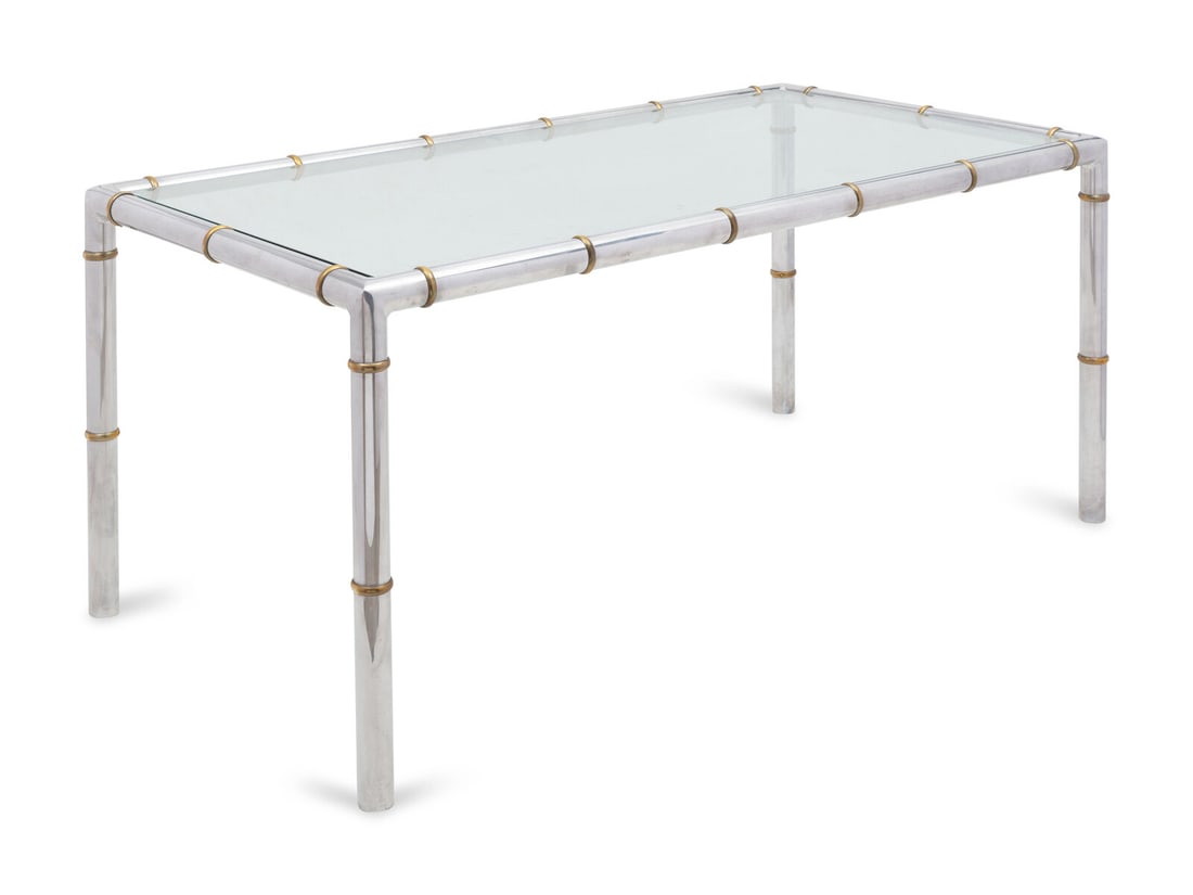 A Brass Mounted Aluminum Glass-top Dining Table Auction