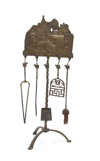 A Set Of English Victorian Gilt Bronze Fireplace Tools