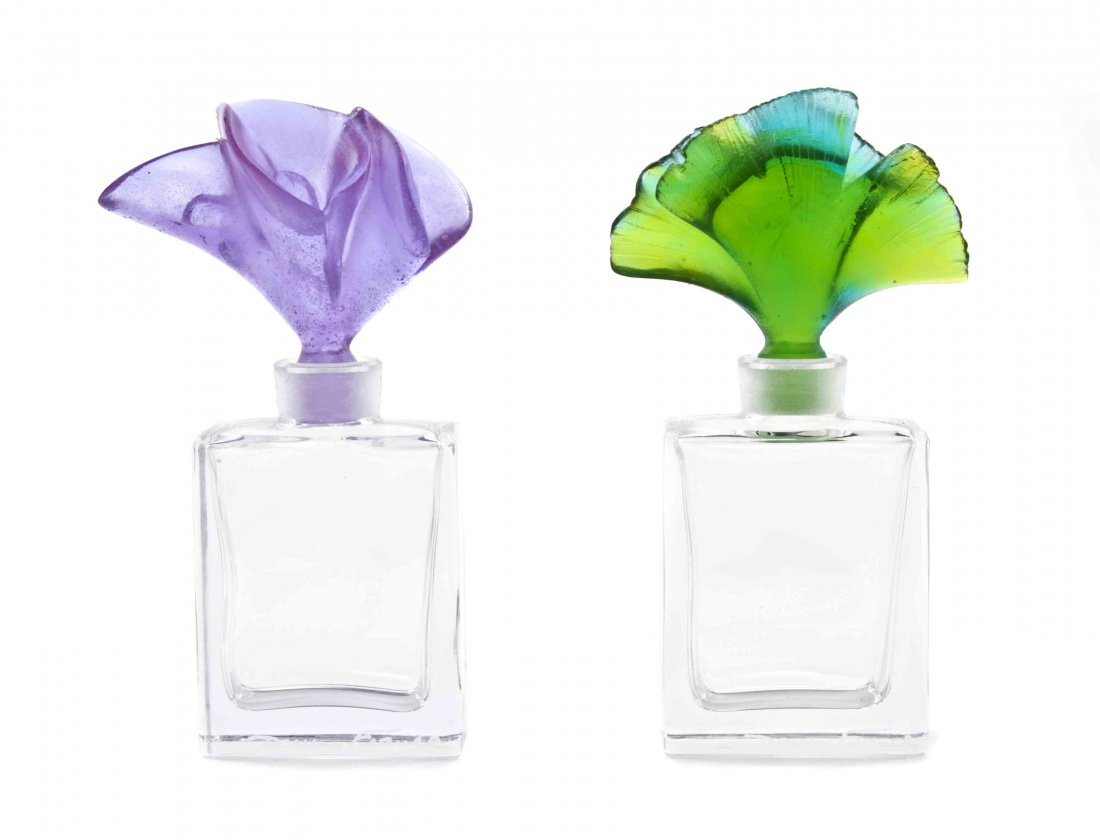 Two Daum Pate De Verre And Clear Glass Perfume Bottles Jul 16 2013 Hindman In Il