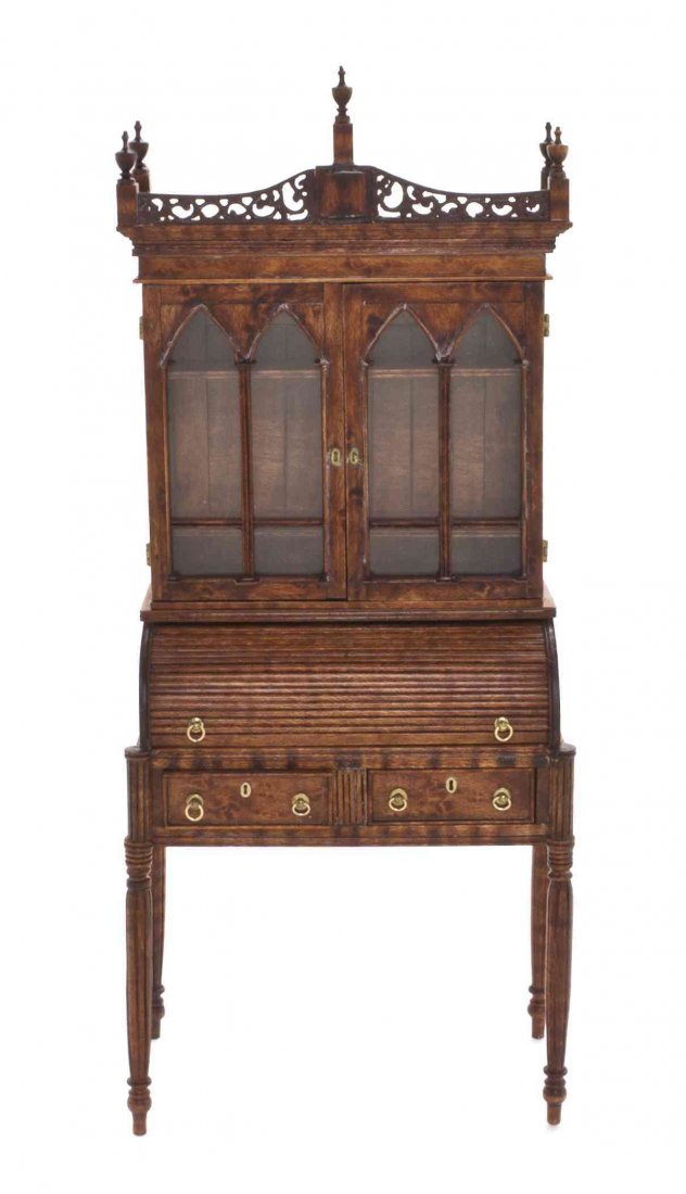 A Federal Style Maple Secretary Bookcase, Ernie Levy,