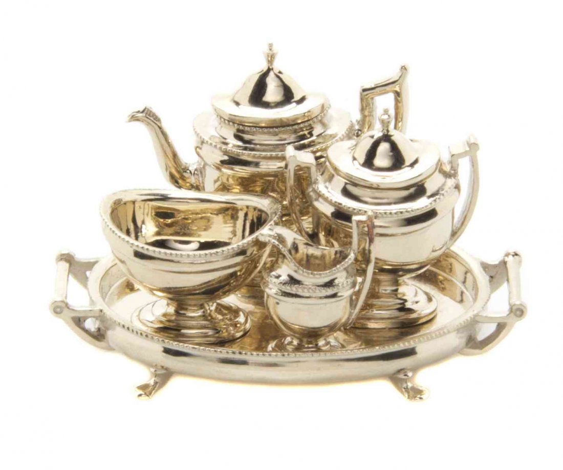 An 18 Karat White Gold Tea Service, Peter Acquisto,