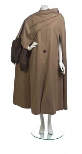 A C'est Simone Camel Wool Cape, Size S.