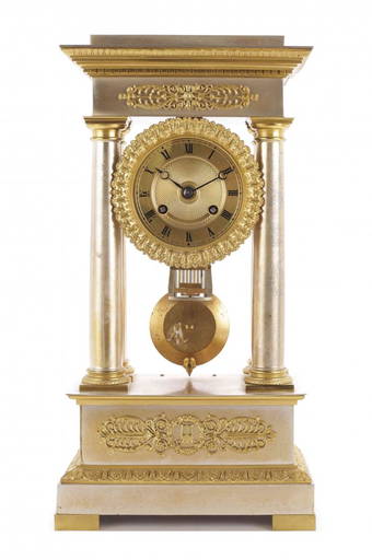 An Empire Style Gilt Bronze Mantel Clock, Height 16 1/2
