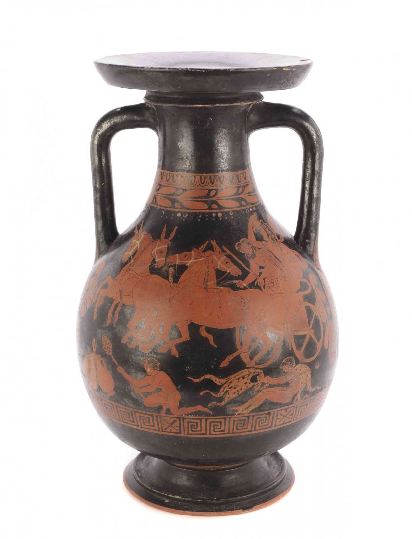 A Greek/Attic Red Figure Earthenware Amphora, Height 19