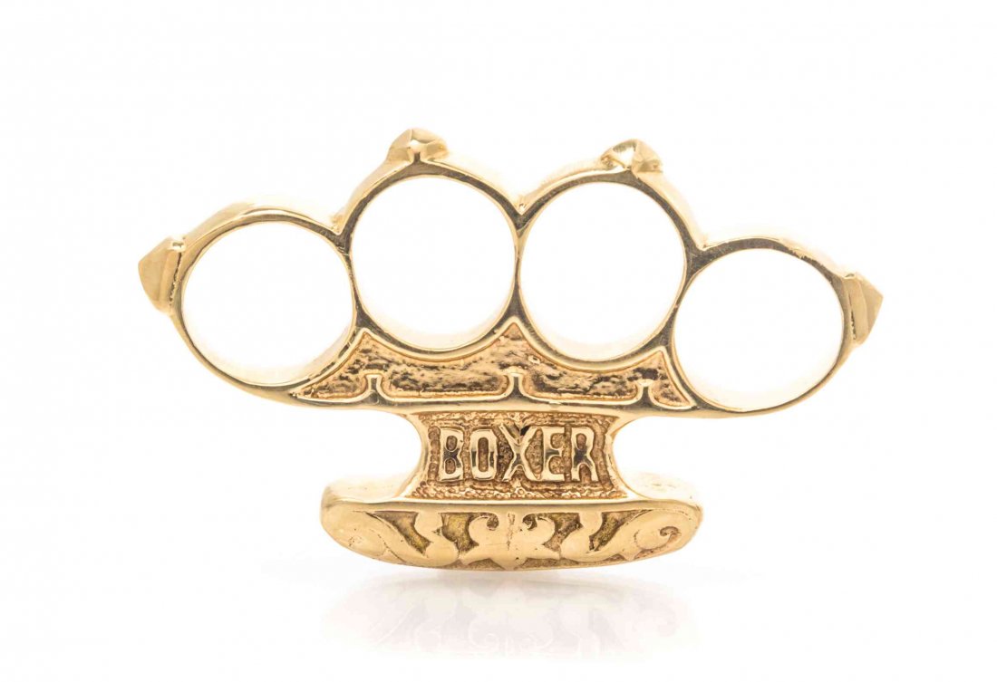 A Yellow Gold and Diamond Brass Knuckles" Novelty Item,