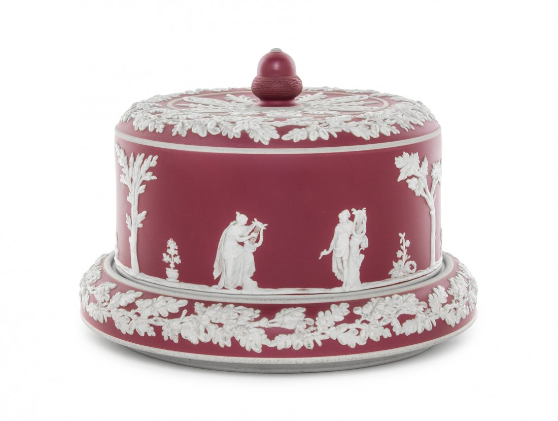 A Wedgwood Style Crimson Jasperware Cake Plate and