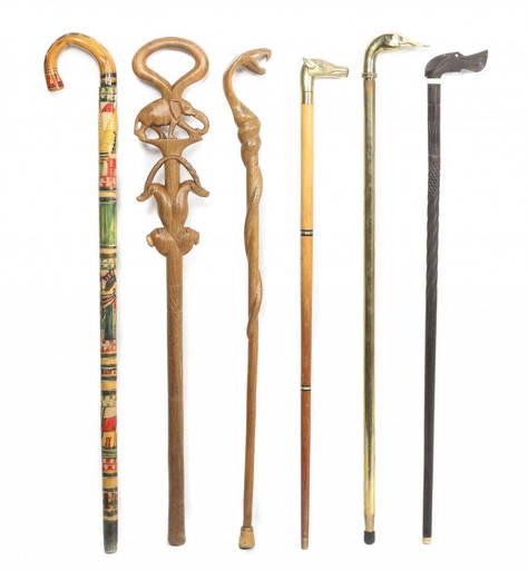 A Collection Of Six Walking Sticks, Length Of Longest