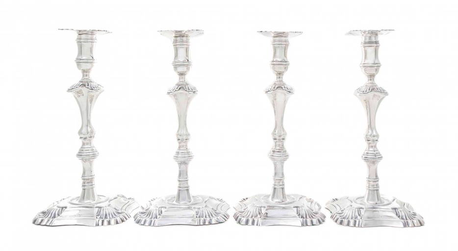 A Set Of Four George Iv Silver Candlesticks, Barak