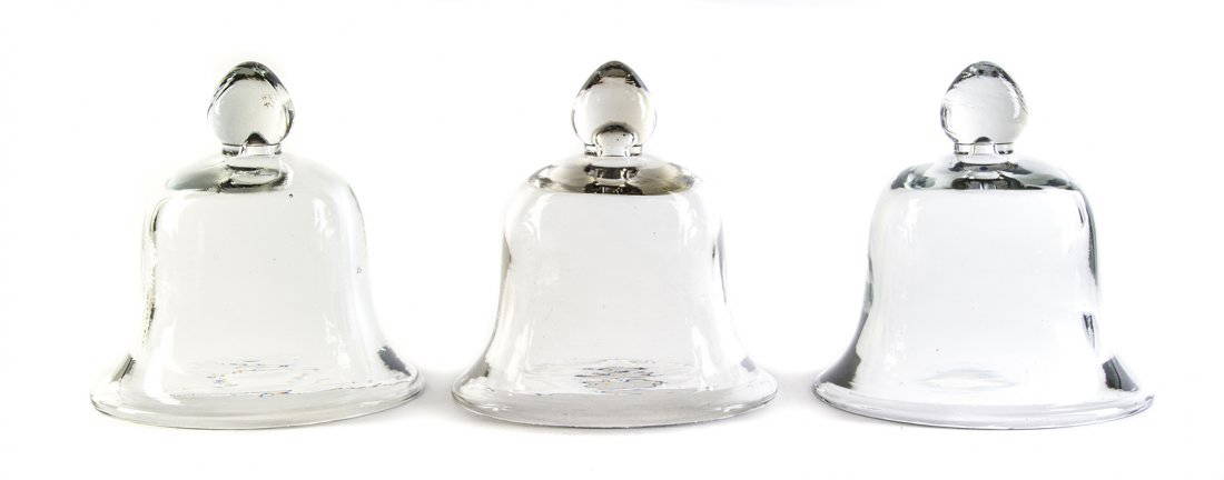 Three Blown Glass Dust Domes, Height 8 1/2 Inches.