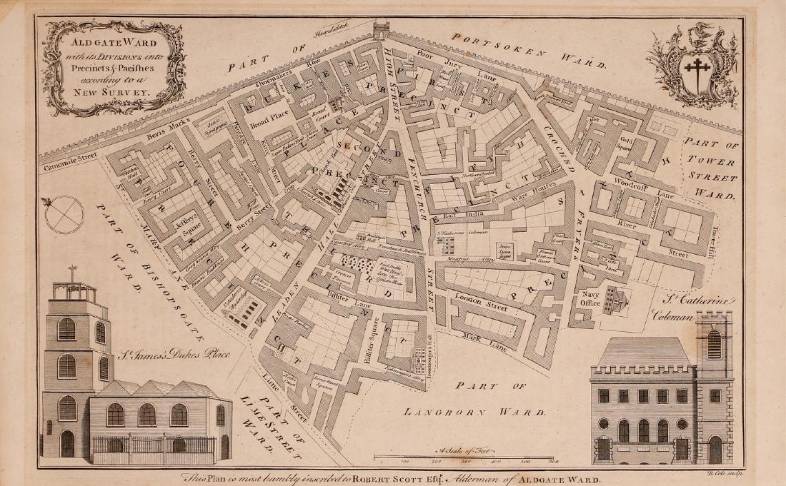 Map of Aldgate Ward with Indication of Synagog...