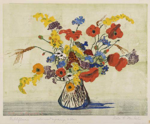 American Printmakers Group Of 4 Floral Color P