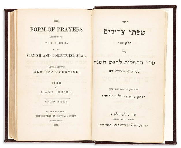 (judaica.) Isaac Leeser, Editor. The Form Of Prayers