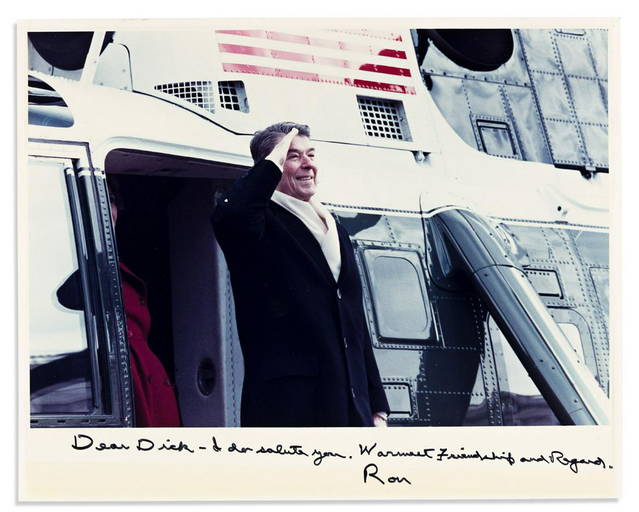 REAGAN, RONALD. Color Photograph Signed and Inscribed, (#0076) on Oct ...