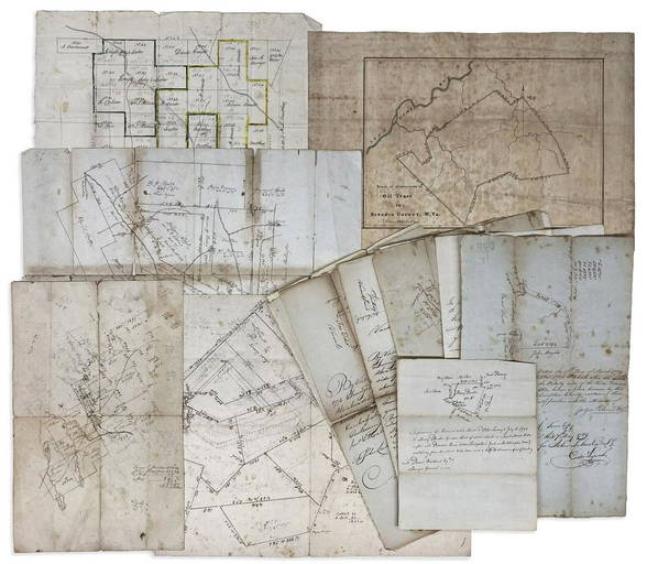 (MANUSCRIPT MAPS.) Small archive of hand-drawn surveys (#0133) on Dec ...