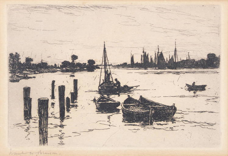 Frank W. Benson Harbor. Etching, 1918. 103x155 Mm; 4x6 Inches, Full ...