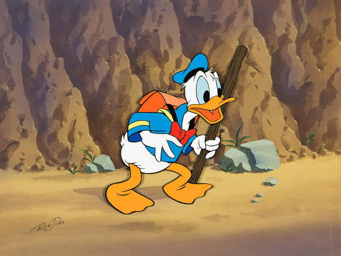 (ANIMATION) WALT DISNEY STUDIOS / RON DIAS (1937-2013) Donald Duck. Cel ...