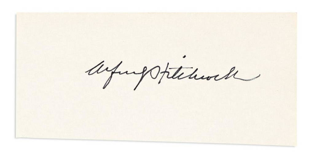 HITCHCOCK, ALFRED. Signature on a slip of paper. - Jun 16, 2022 | Swann ...