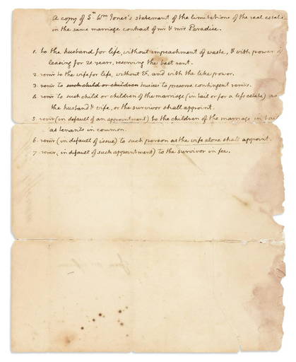 Jefferson, Thomas. Autograph Manuscript, Unsigned, Notes From A ...