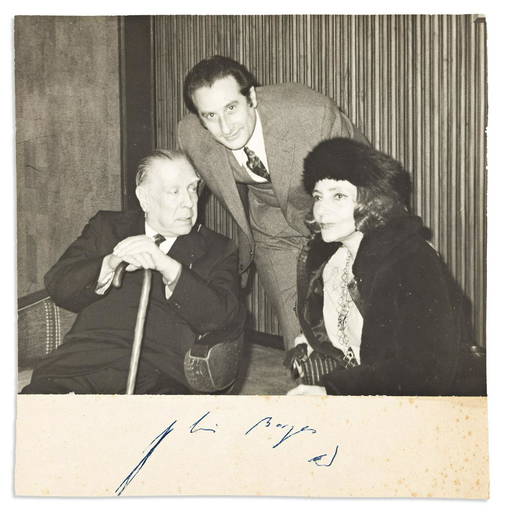Borges, Jorge Luis. Photograph Signed, "j L. Borges," Half Length ...