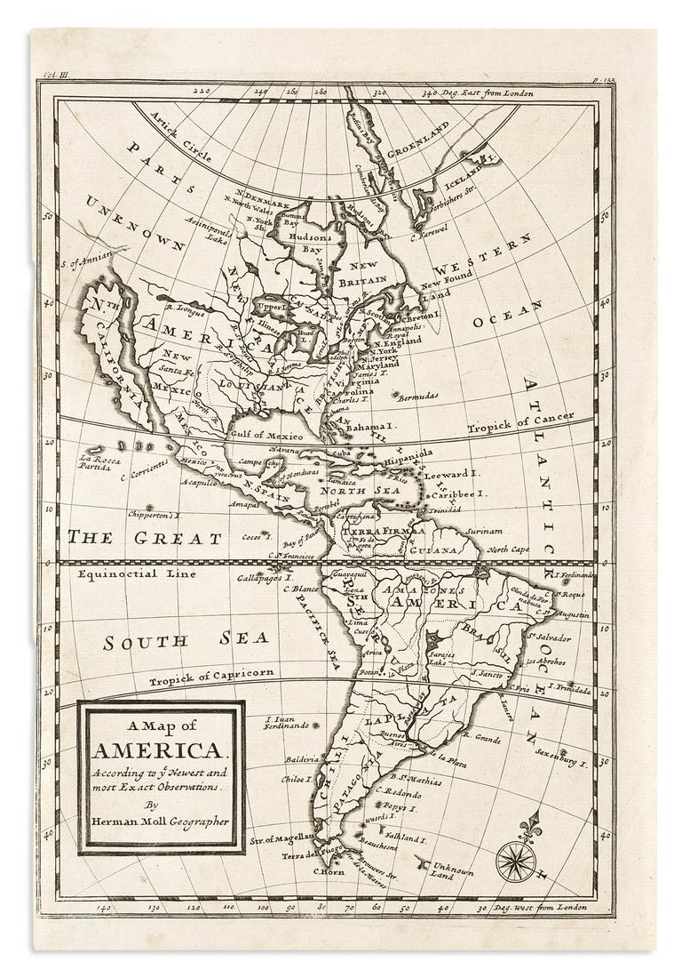 (americas.) Herman Moll. A Map Of America According To Ye Newest And ...