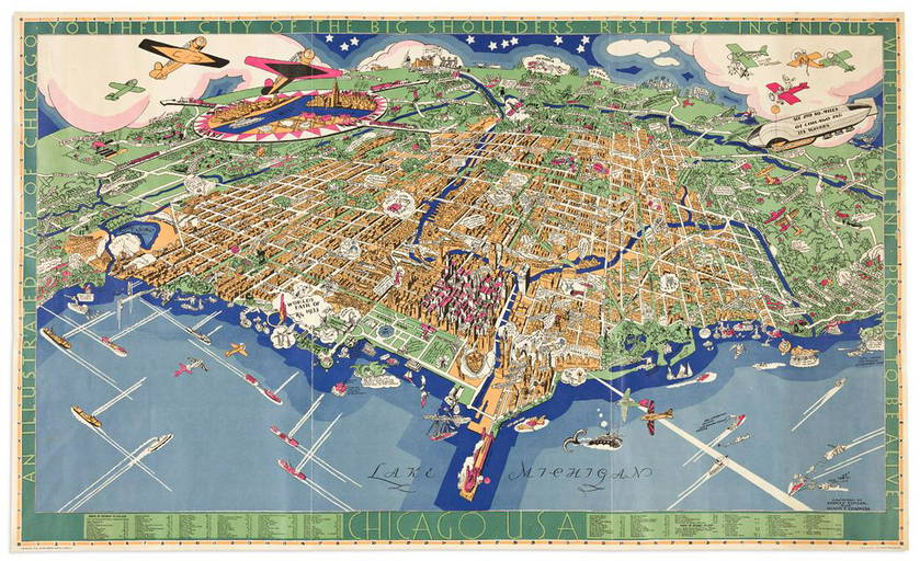 (pictorial Maps.) Charles Turzak & Henry Chapman. An Illustrated Map Of ...