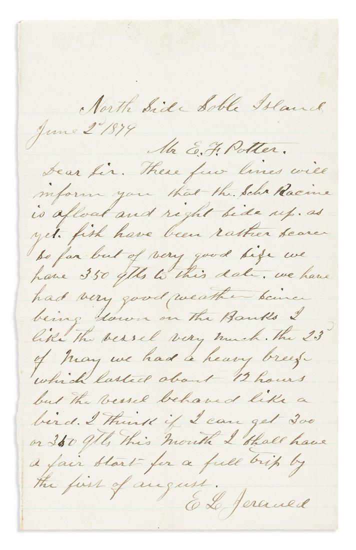 (MASSACHUSETTS.) Long run of letters from a hard-pressed Cape Cod ...