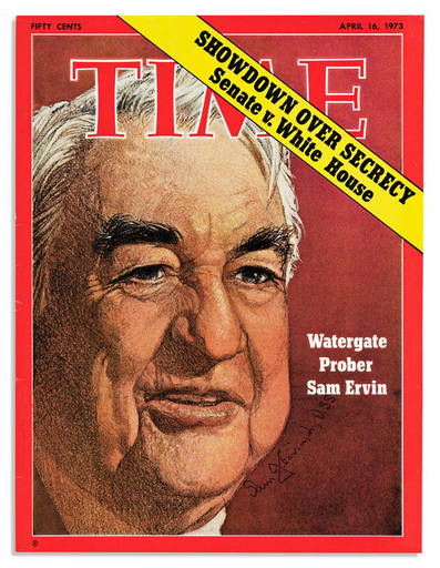 (WATERGATE.) ERVIN, SAM. Two Time magazine covers Signed, "Sam J. Ervin ...