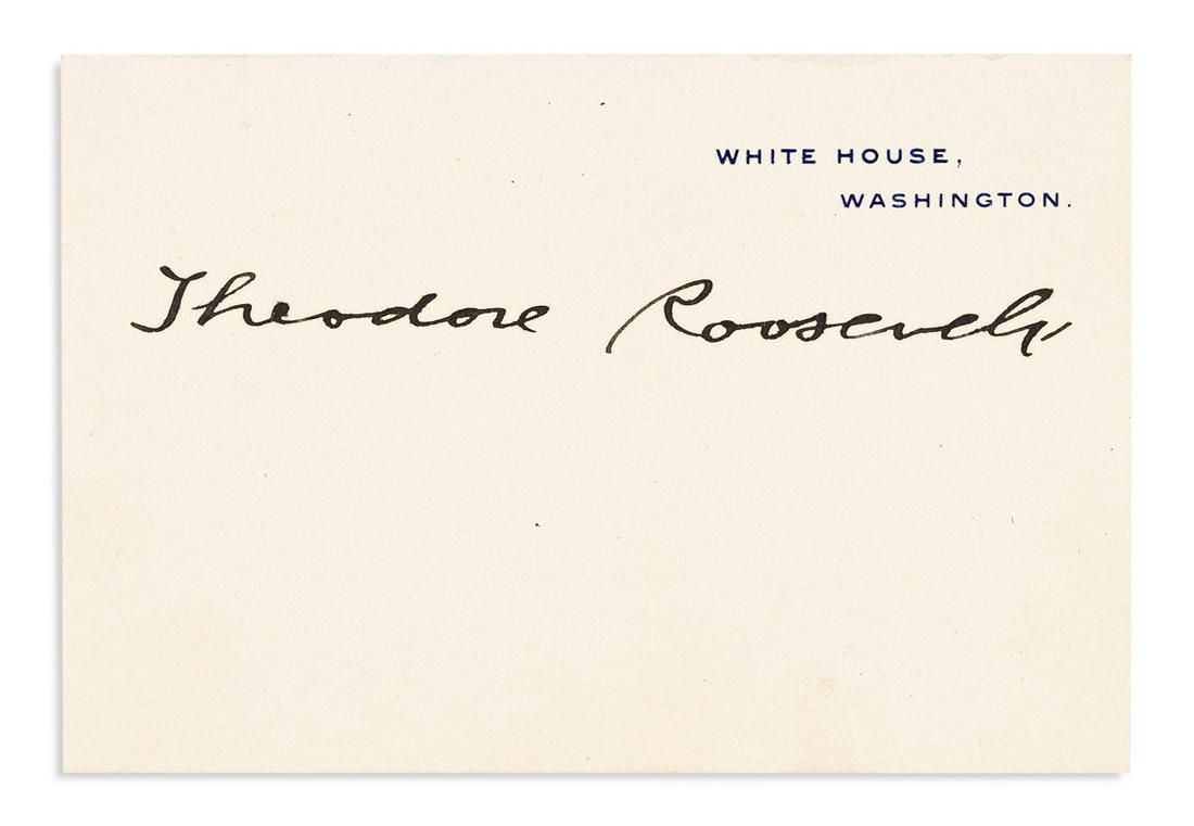 Roosevelt, Theodore. Signature, As President, On A White House Card.
