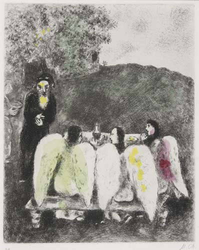 Marc Chagall Abraham Et Les Trois Anges.