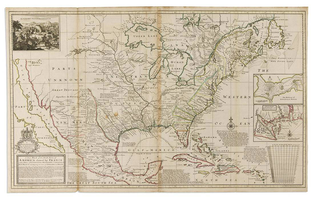 (colonial North America.) Herman Moll. A New Map Of The North Parts Of ...