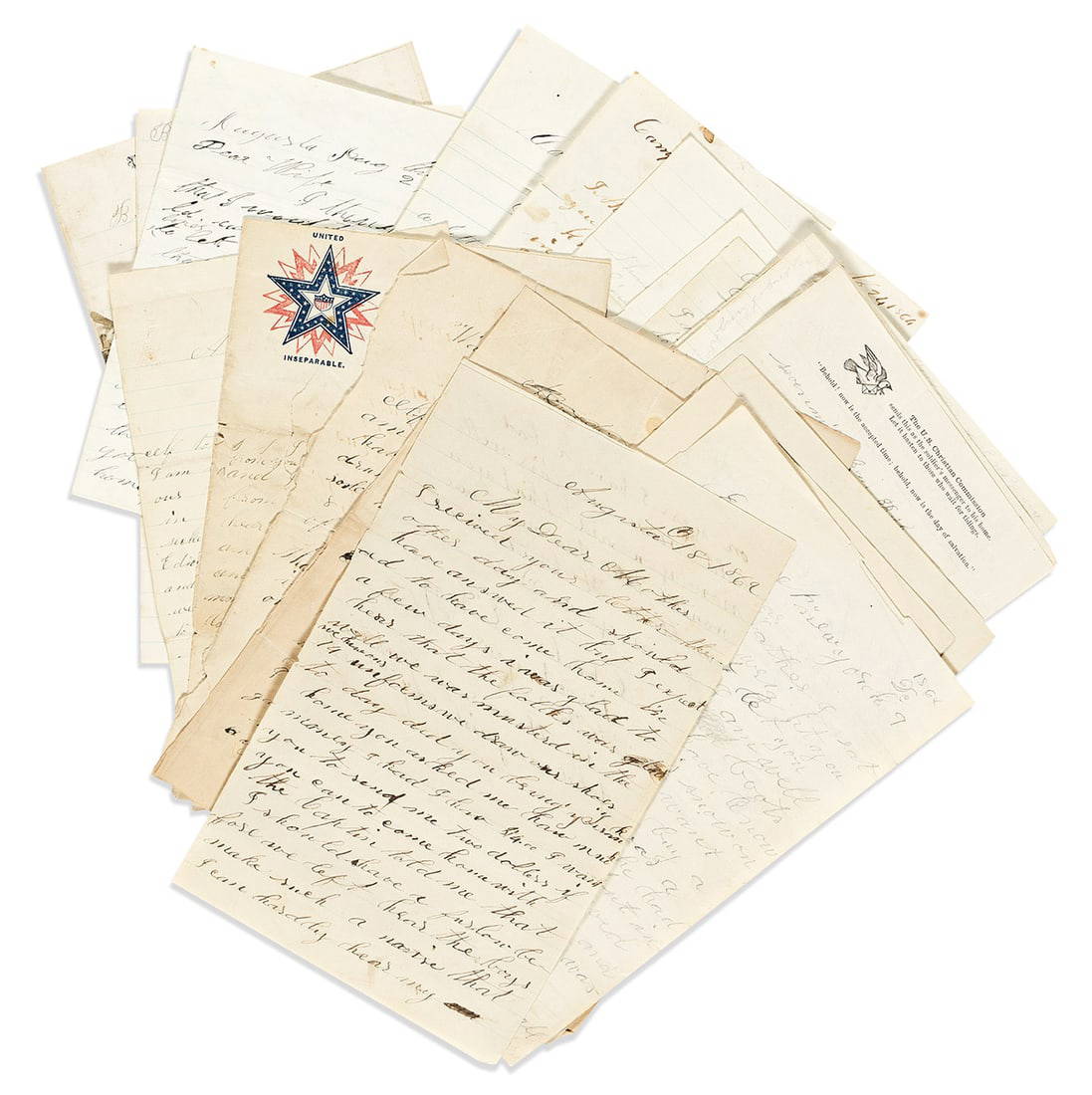 (civil War.) Group Of Civil War Letters And Papers From Various ...