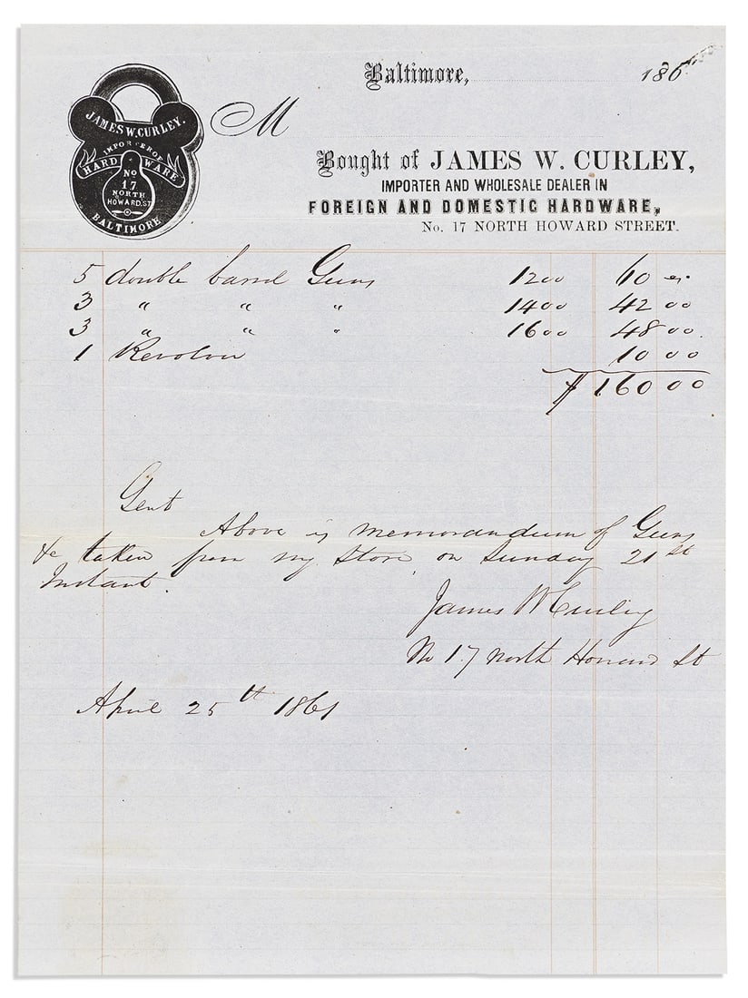 (civil War--maryland.) Group Of Civilian Letters Referring To Baltimore ...