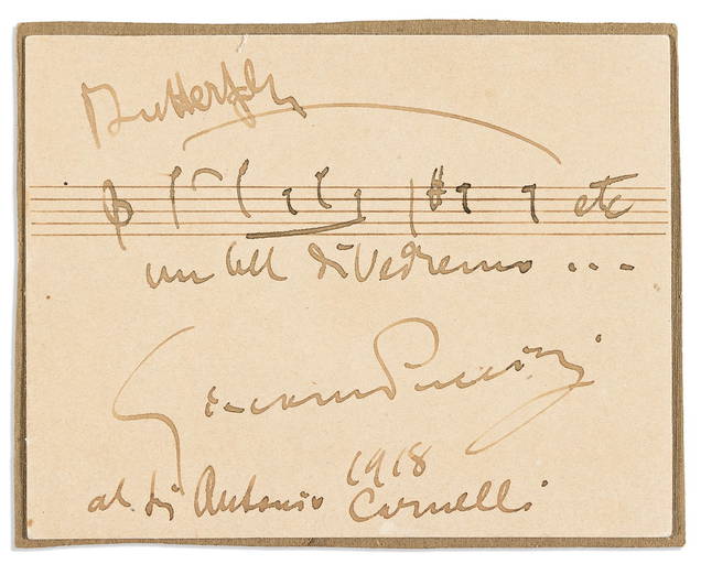 Puccini, Giacomo. Autograph Musical Quotation Signed And Inscribed, To ...