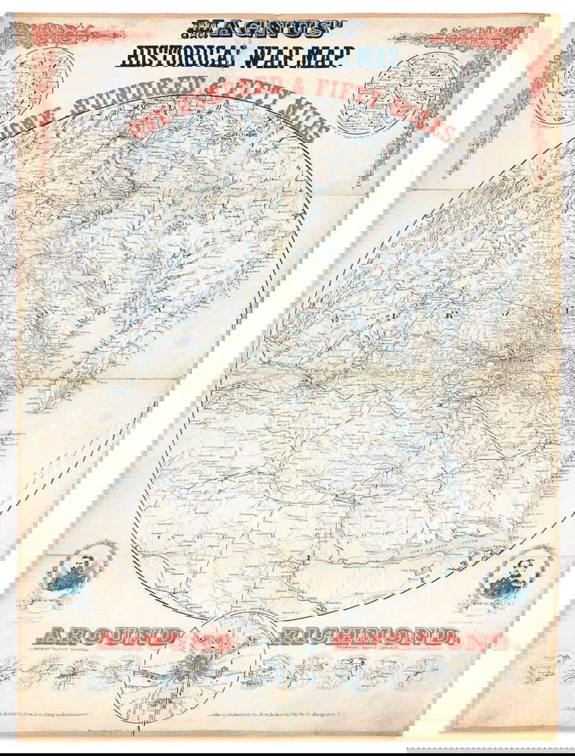 (civil War.) Charles Magnus. Magnus' Historical War Map. One Hundred ...