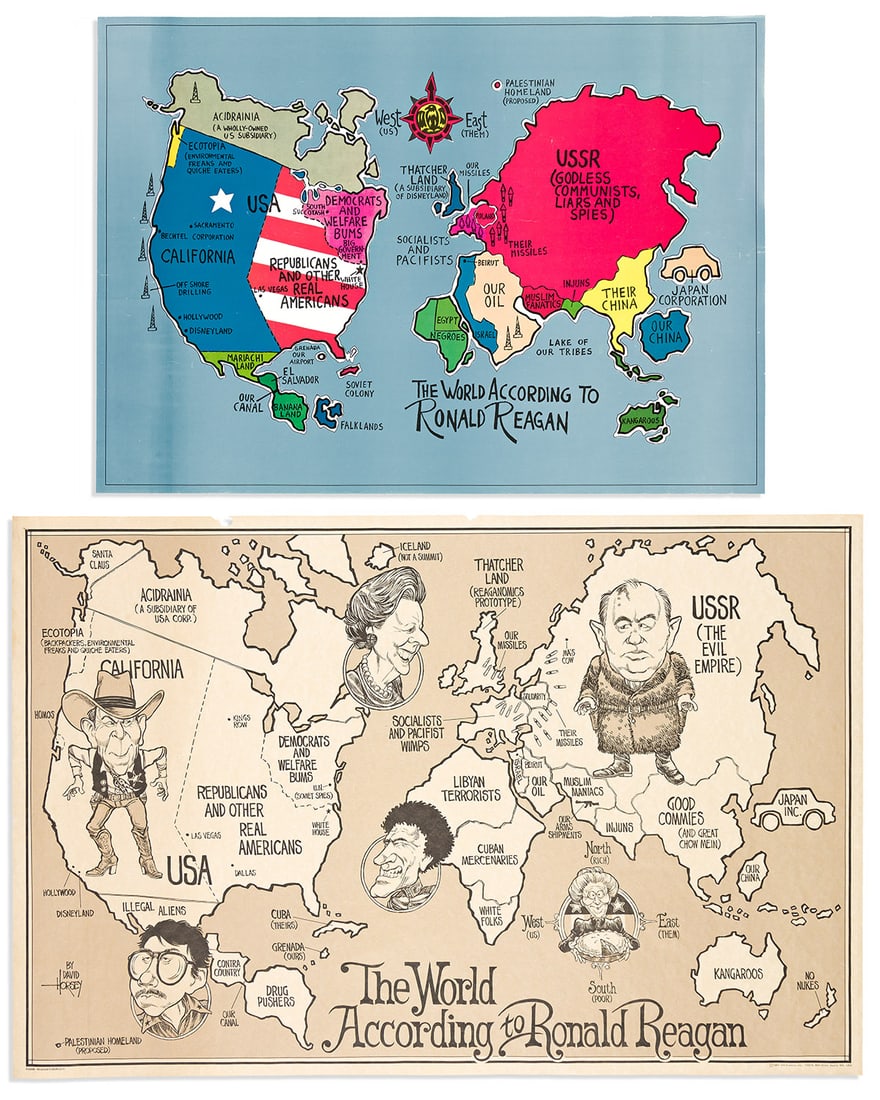 (pictorial Maps.) David Horsey. The World According To Ronald Reagan ...