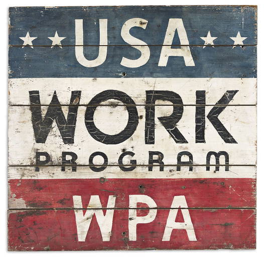Wpa Sign, (wood) Usa Wpa Work Program.