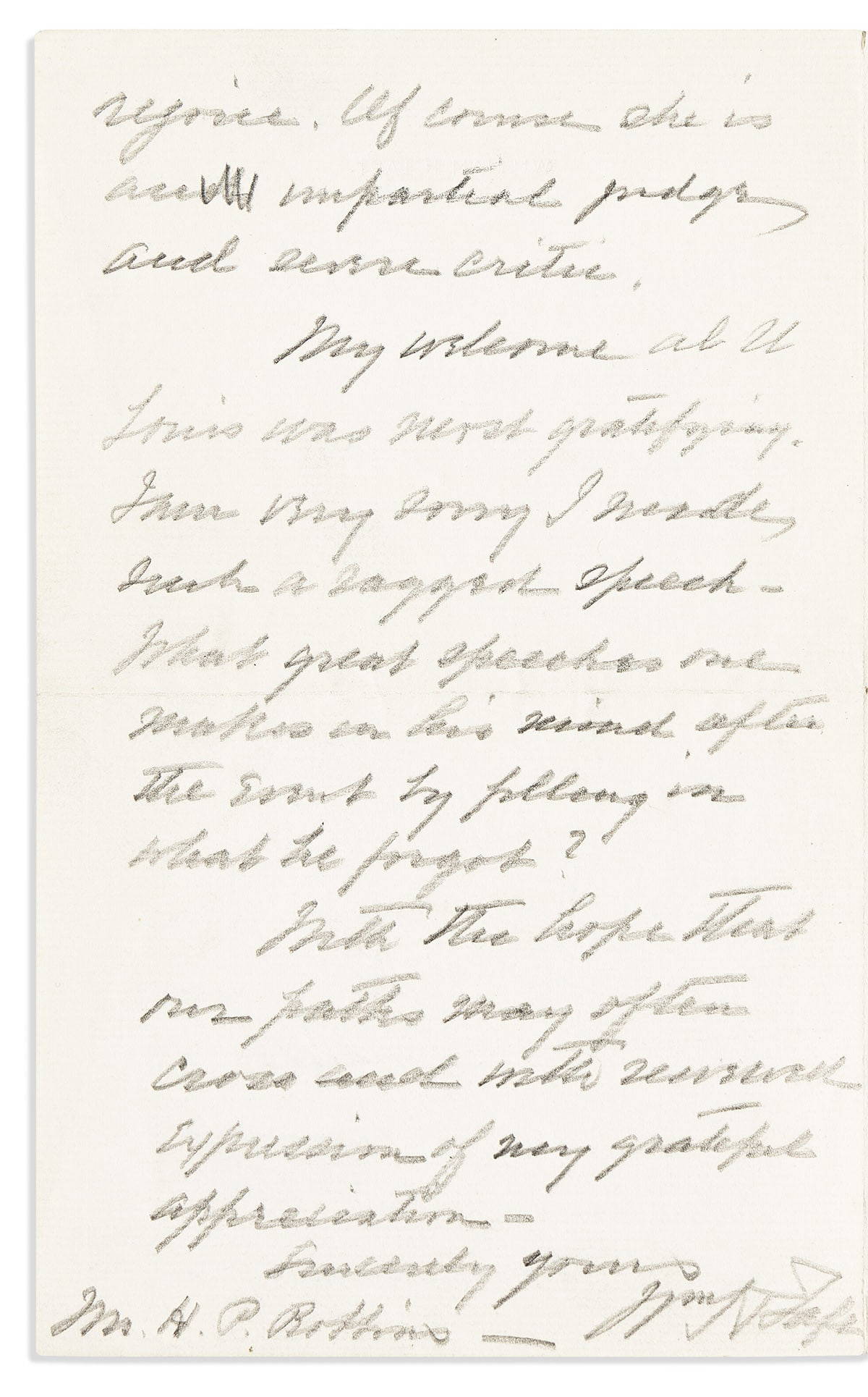 Taft, William Howard. Autograph Letter Signed, "wmhtaft," To Henry P ...