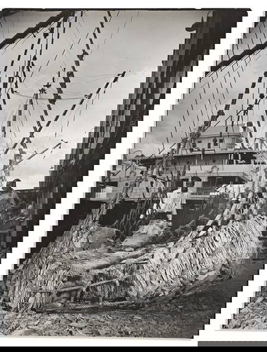 Bourke White, Margaret (1904 1971) Two Men On A Dock Unloading Bales Of ...