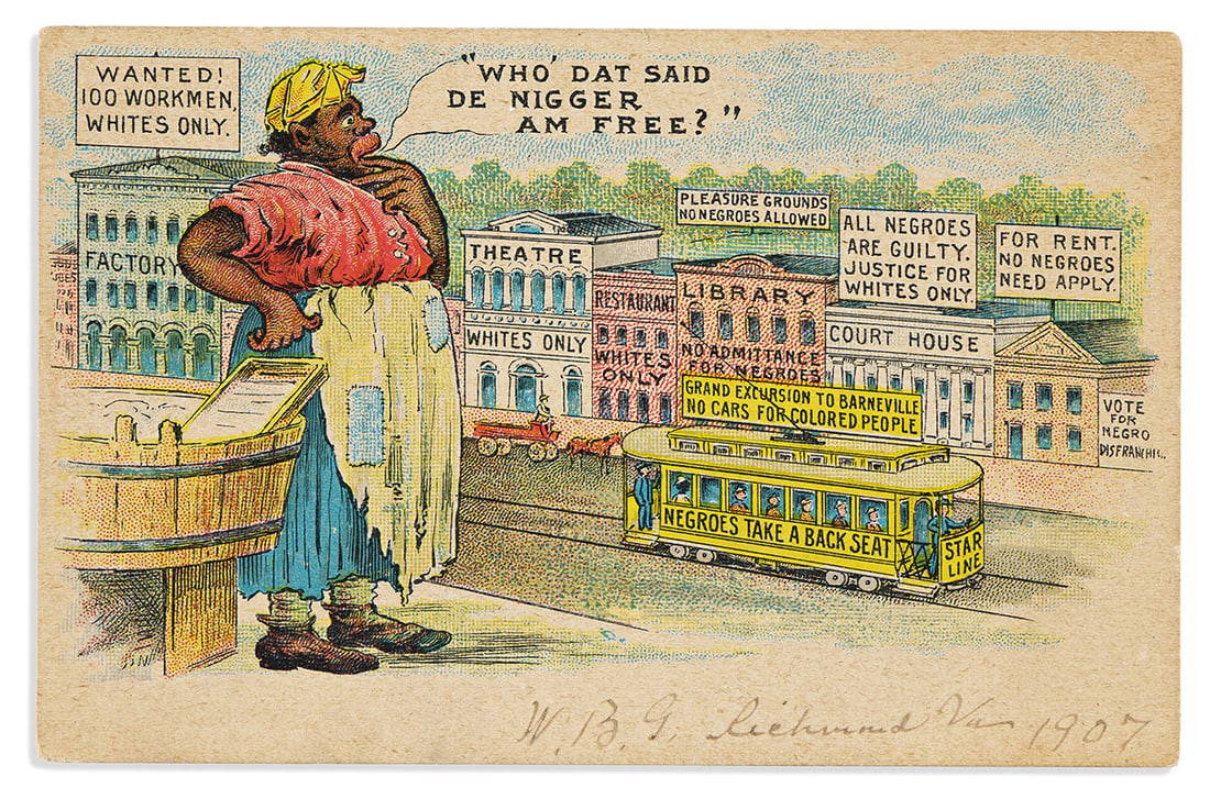 (civil Rights.) Postcard Satirizing The Segregated Condition Of The ...
