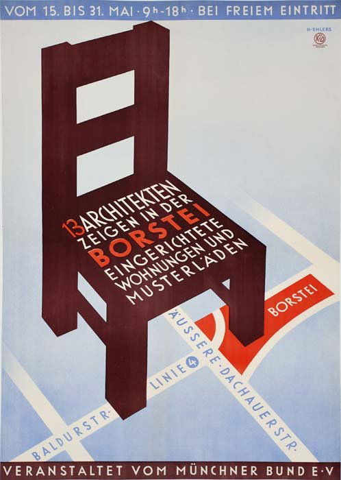 2079121: Poster. HENRY EHLERS (1897- ?). 13 ARCHITEKTEN