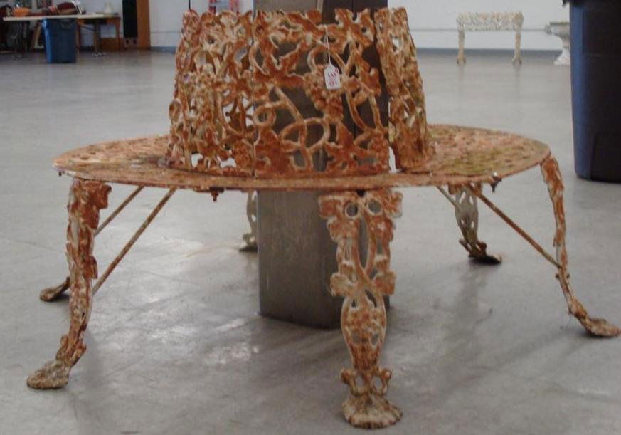 Antique Cast Iron Tree Bench, Forms a Circle around the