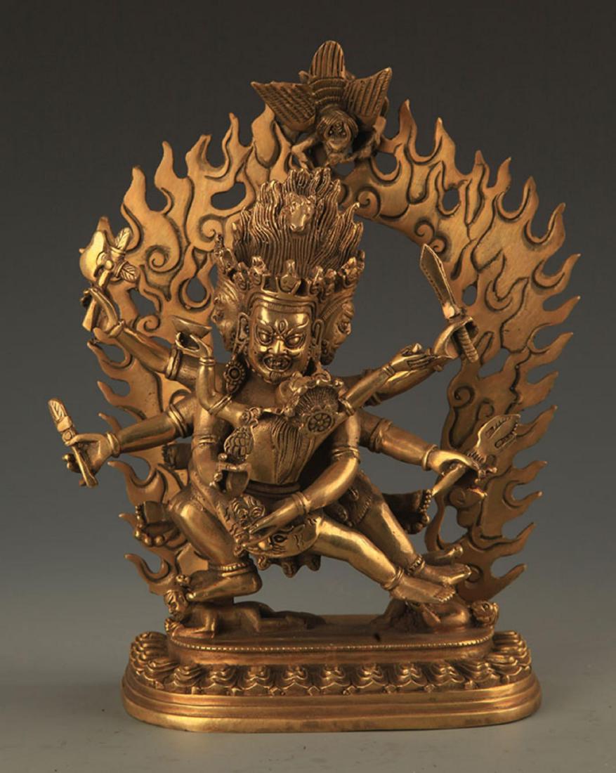 TIBETAN BUDDHISM BRONZE AKSHOBHYA VAJRA STATUE