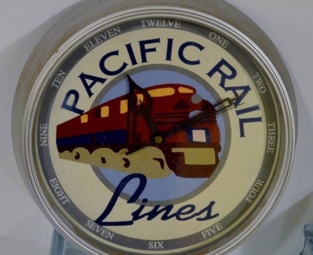 Pacific Rail Lines Wall Clock Railroad Train Battery Op